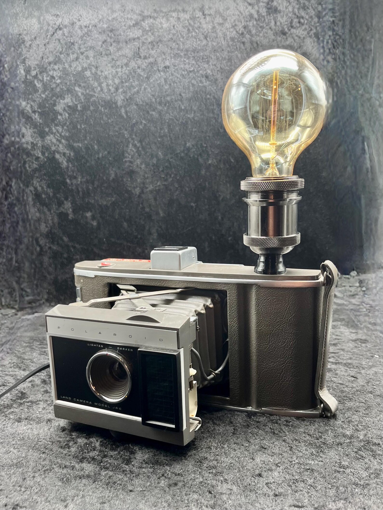 Vintage 1961 Polaroid Land Camera Lamp With Round Edison Bulb - Etsy