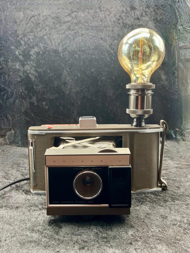 Vintage 1961 Polaroid Land Camera Lamp With Round Edison Bulb - Etsy