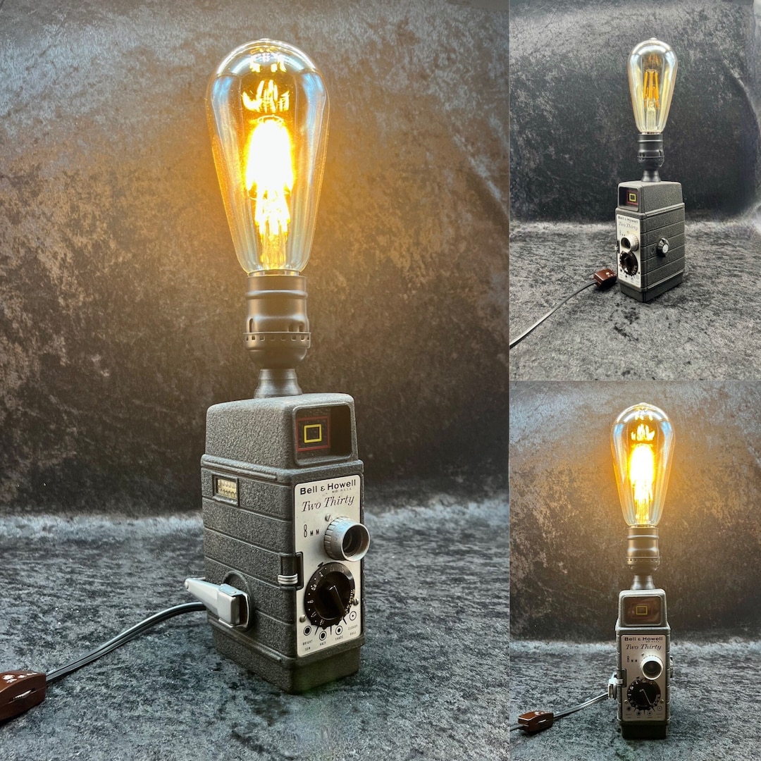 Vintage 1967 Bell and Howell Camera Lamp With Classic Edison Bulb - Etsy