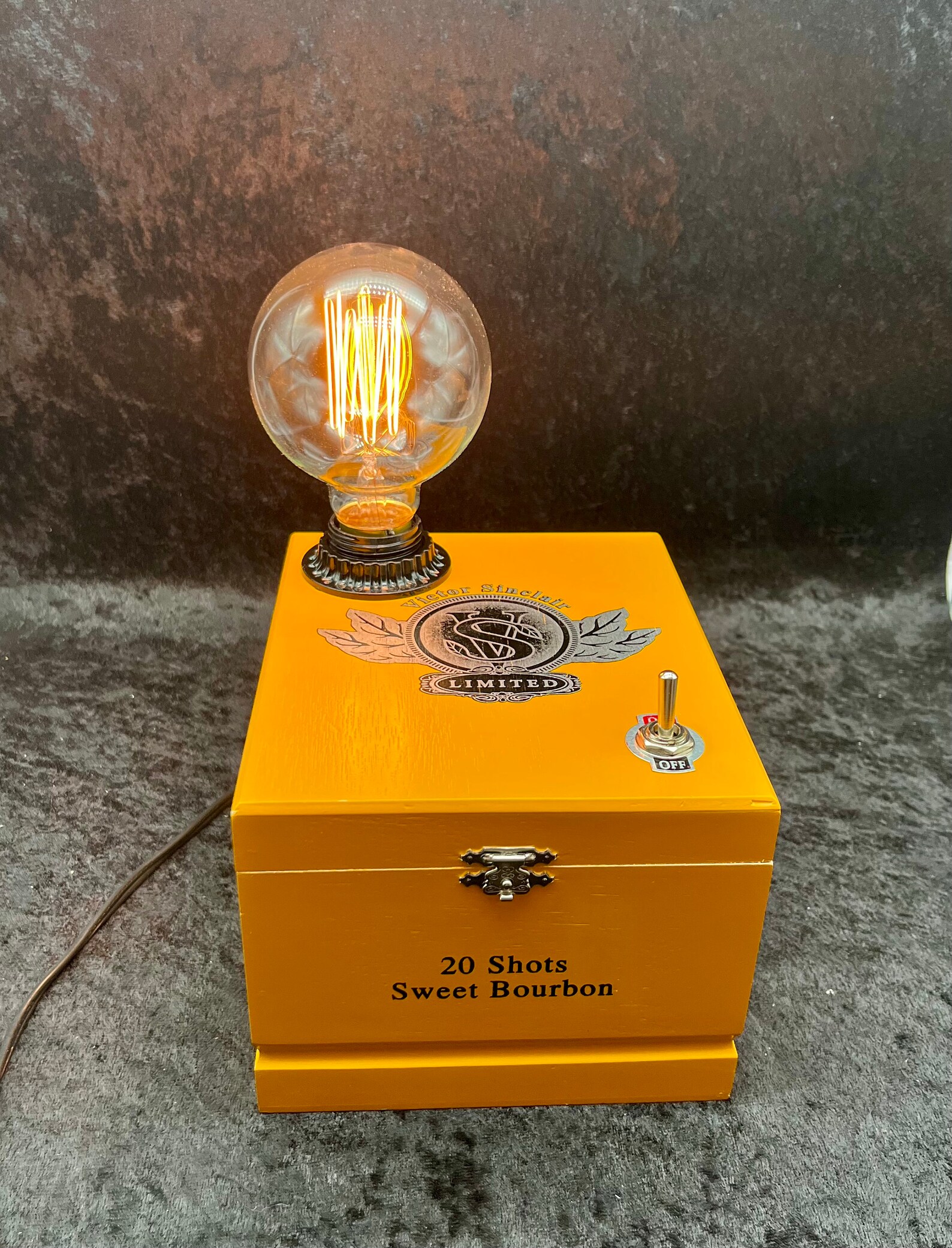 Victor Sinclair Cigar Box Lamp With Round Edison Bulb - Etsy