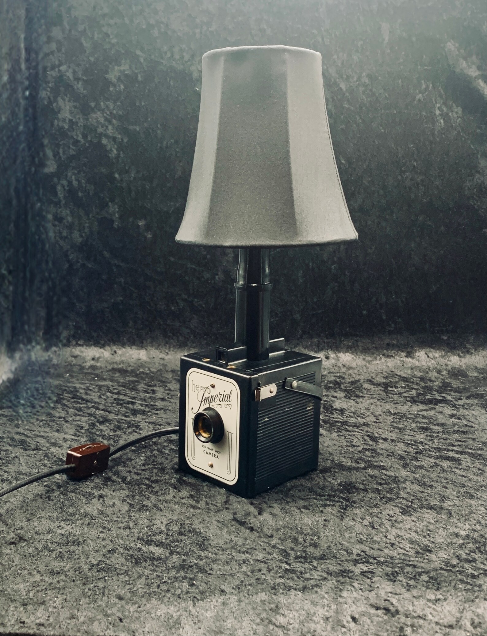 Vintage 1951 Bakelite Camera Lamp With Black Satin Shade | Etsy