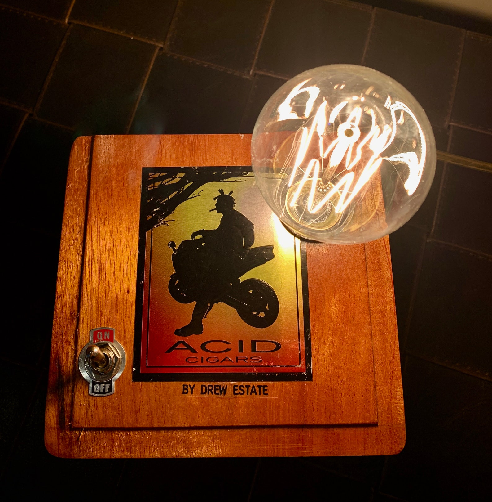 Drew Acid Cigars Cigar Box Lamp With Edison Bulb | Etsy