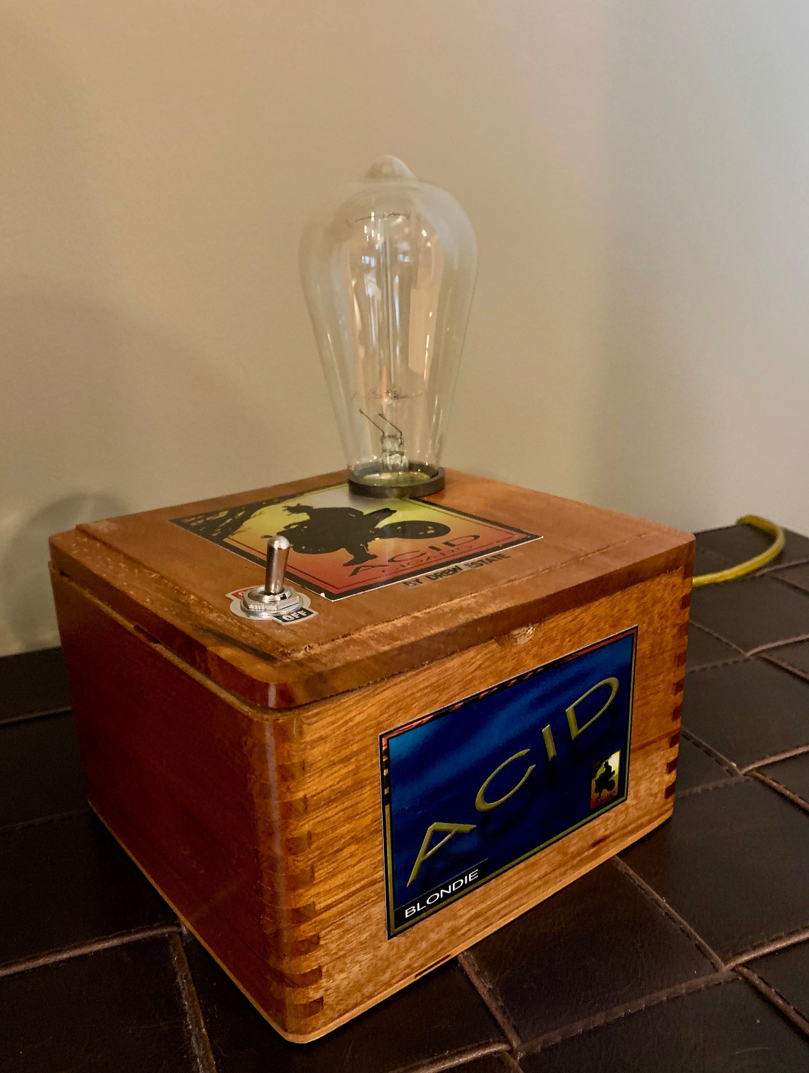 Drew Acid Cigars Cigar Box Lamp With Edison Bulb | Etsy