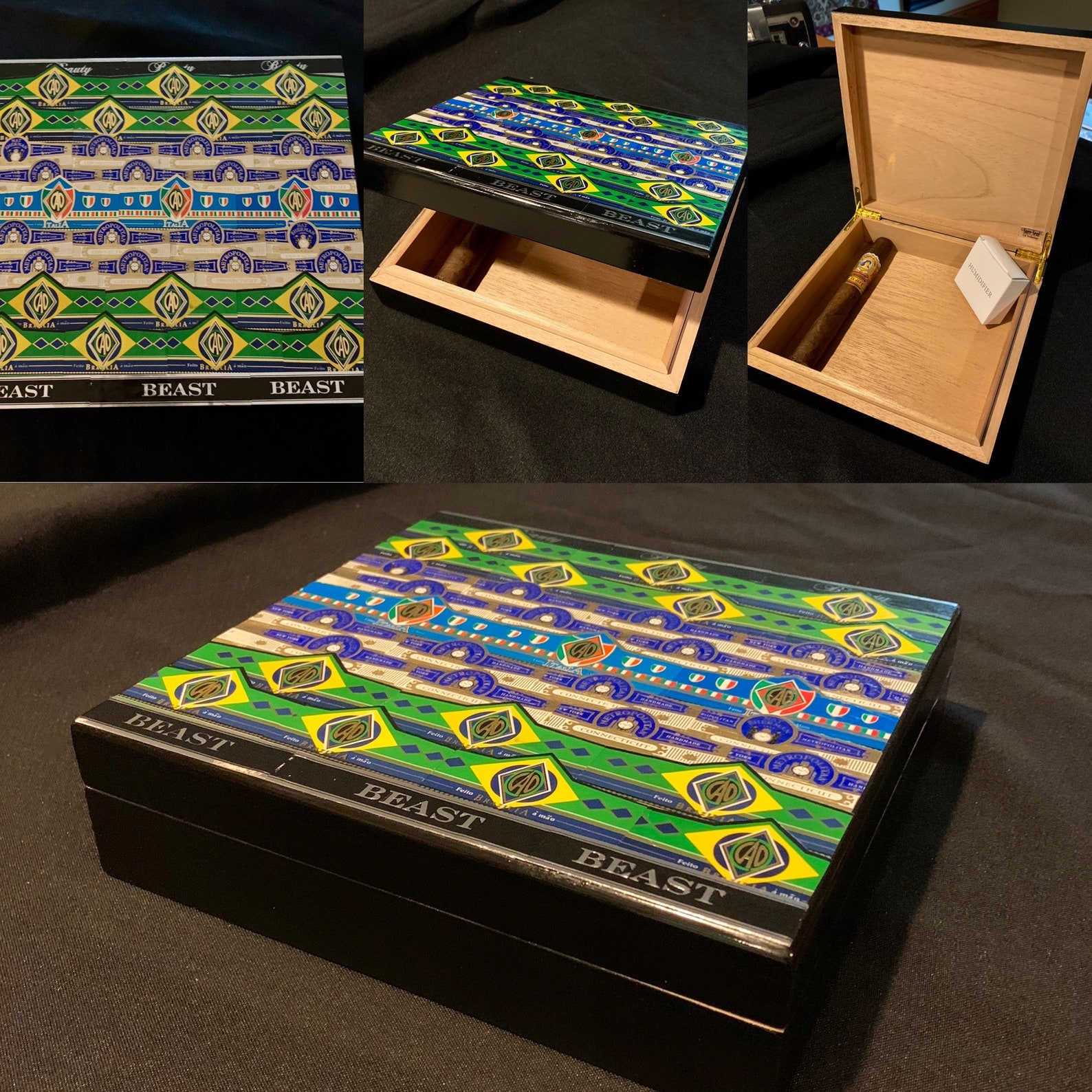 Desk Top Humidor With Cigar Band Art | Etsy