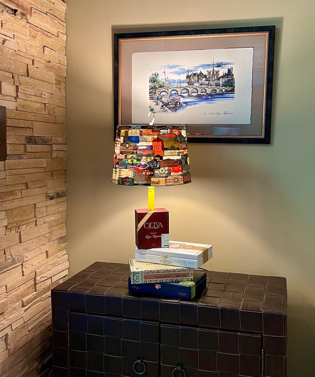 Stacked Cigar Box Lamp With Cigar Band Shade - Etsy