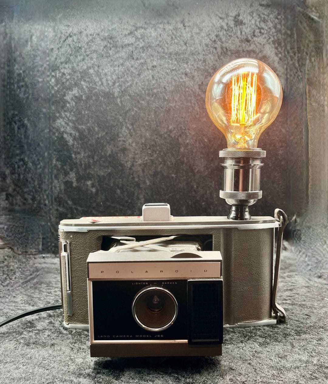 Vintage 1961 Polaroid Land Camera Lamp With Round Edison Bulb - Etsy