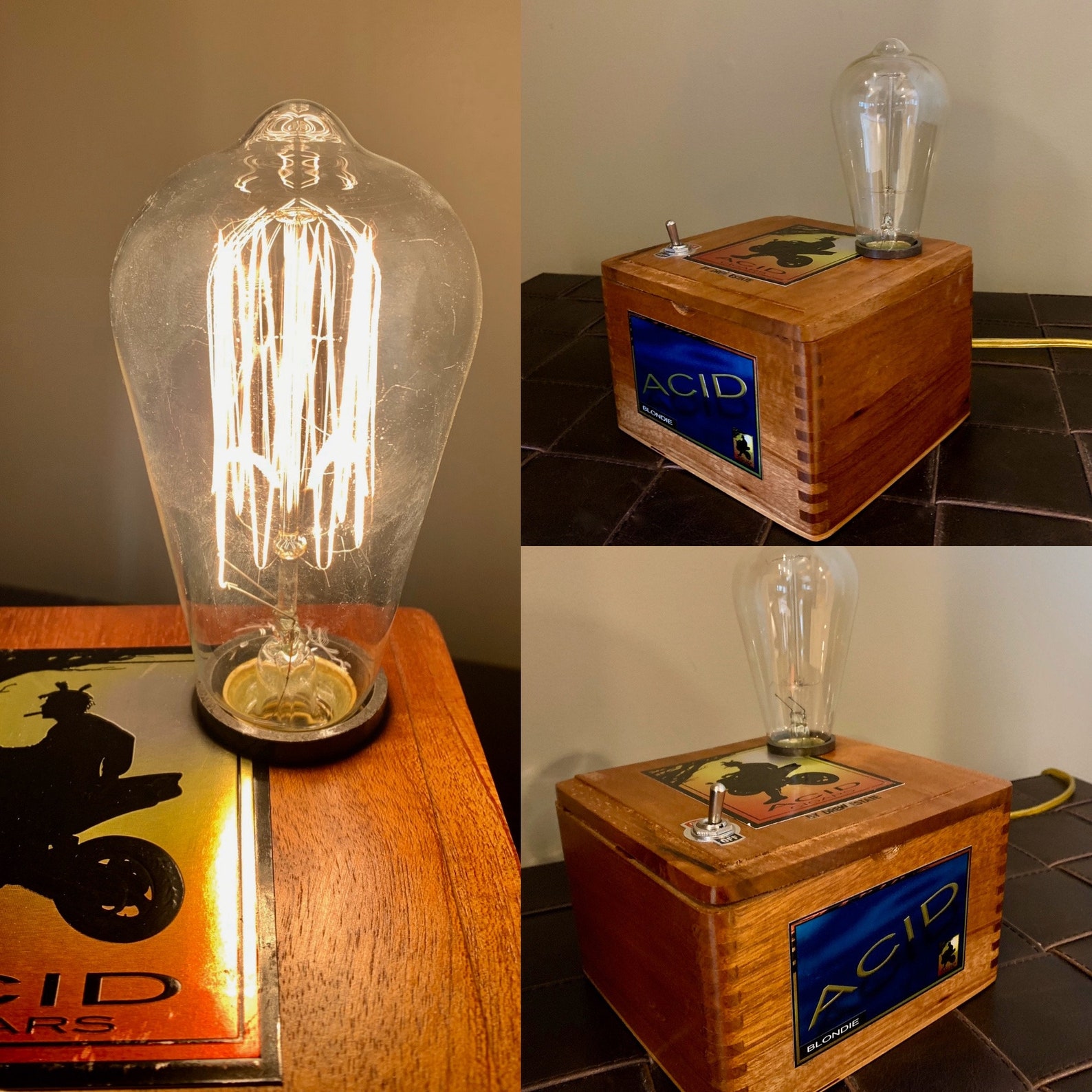 Drew Acid Cigars Cigar Box Lamp With Edison Bulb | Etsy