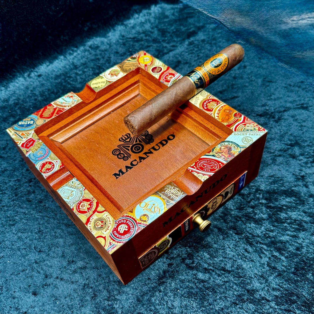 Cigar Box Ashtray With Accessory Drawer and Original Cigar Band Art - Etsy