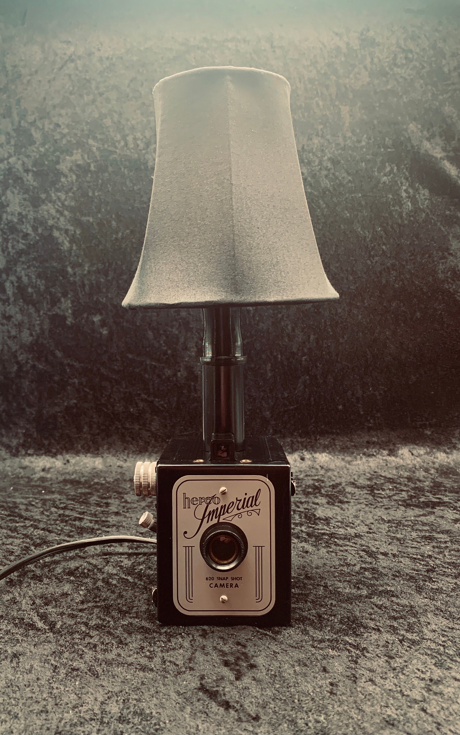 Vintage 1951 Bakelite Camera Lamp With Black Satin Shade | Etsy