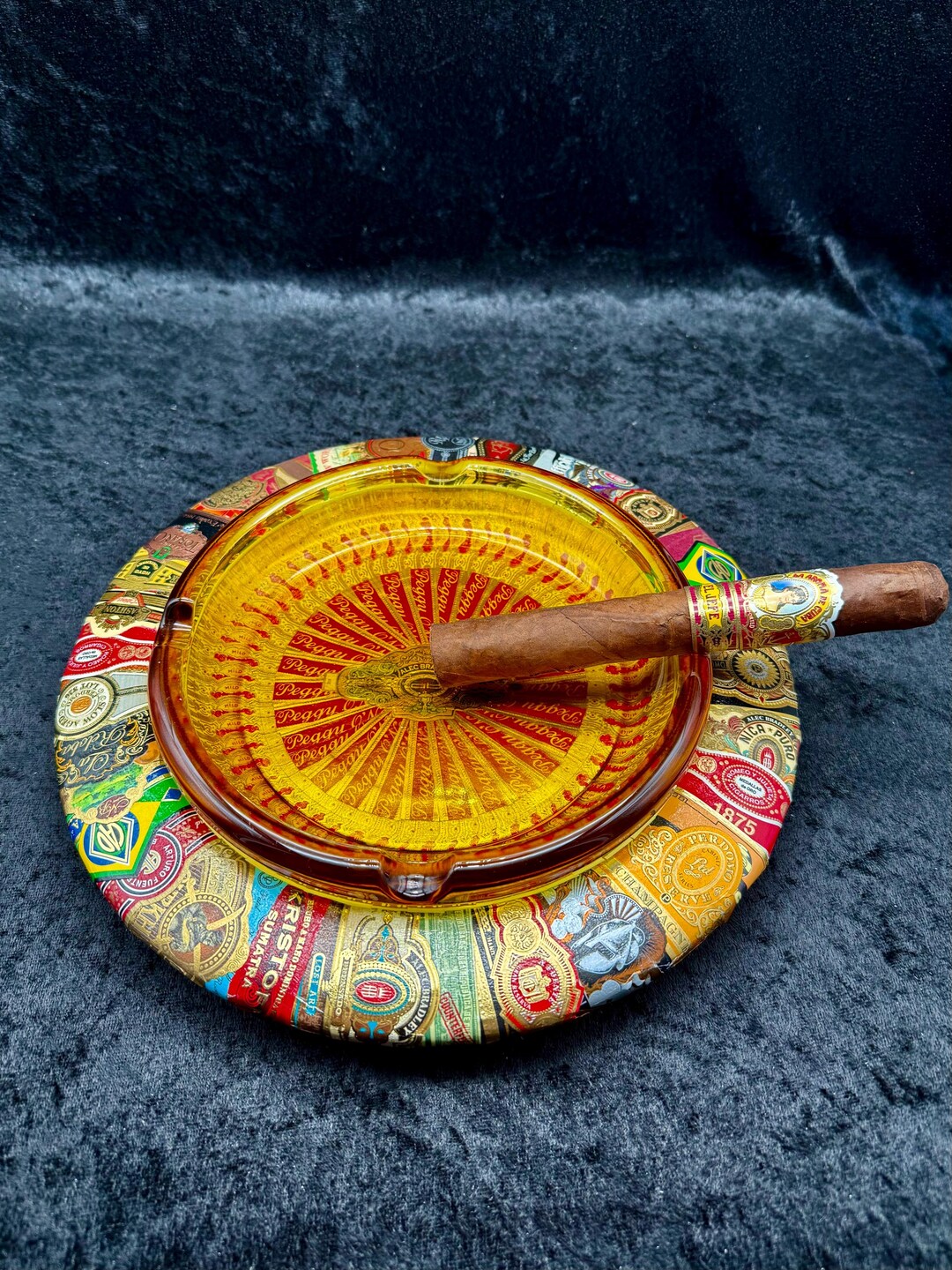 Vintage 1950's Large Cigar Ashtray With Cigar Band Art - Etsy
