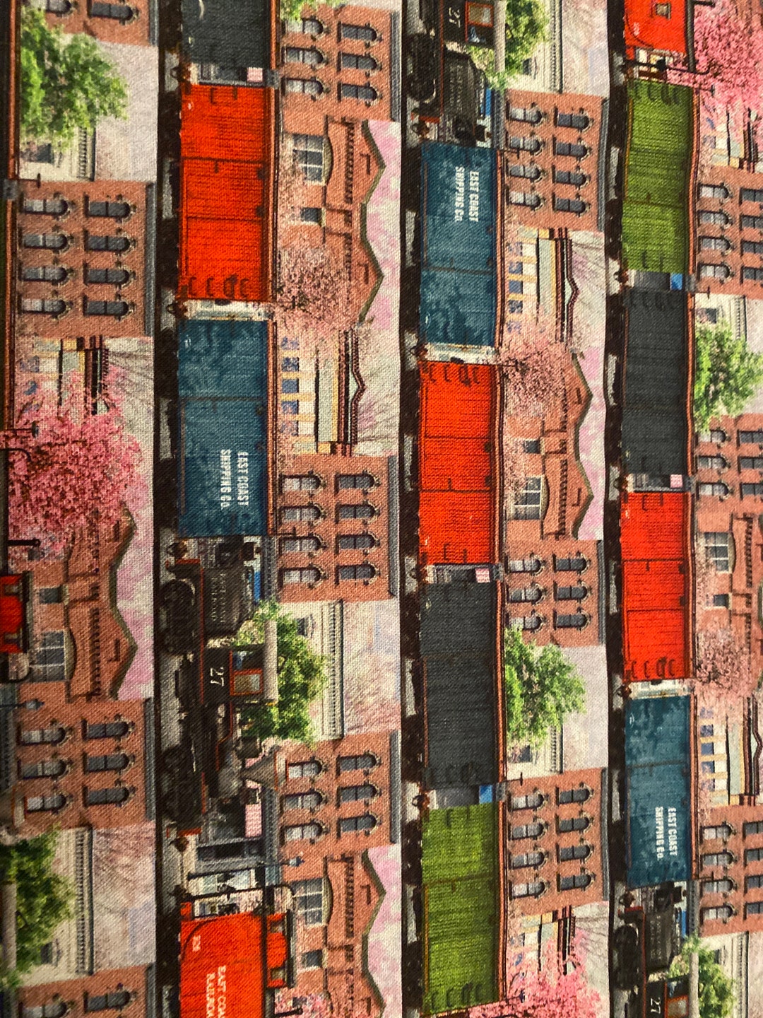 Railroad Train Vintage Train Fabric Quilting Micheal Shelton Railcars ...