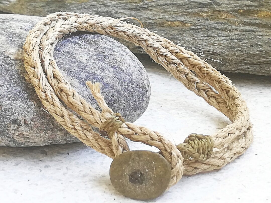 Hemp Rope Bracelet, Double Wrap, Raw Stone Bracelet, Boho Hippie Style ...