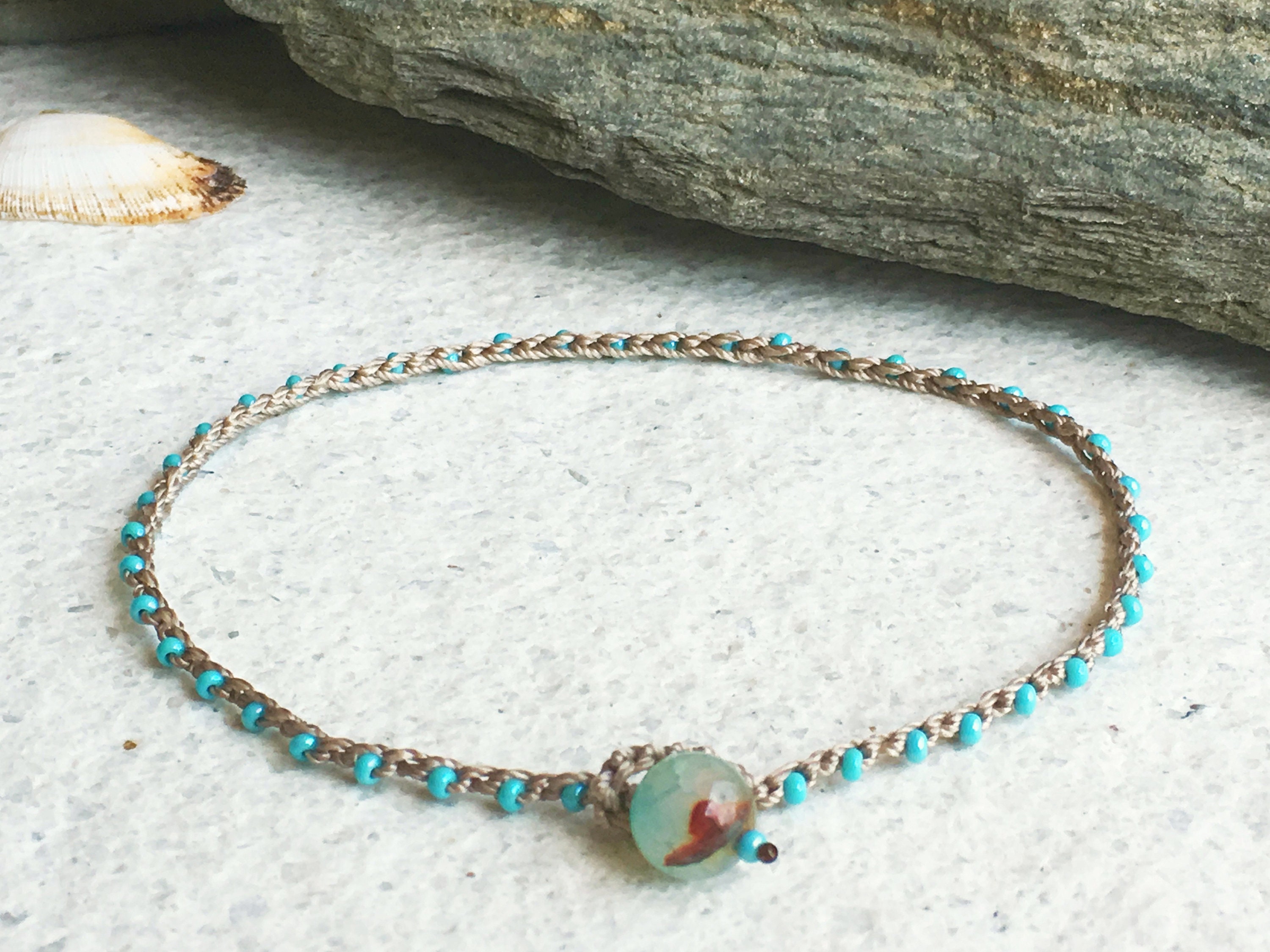 Seed Bead Anklets Ankle Bracelets for Woman Turquoise - Etsy