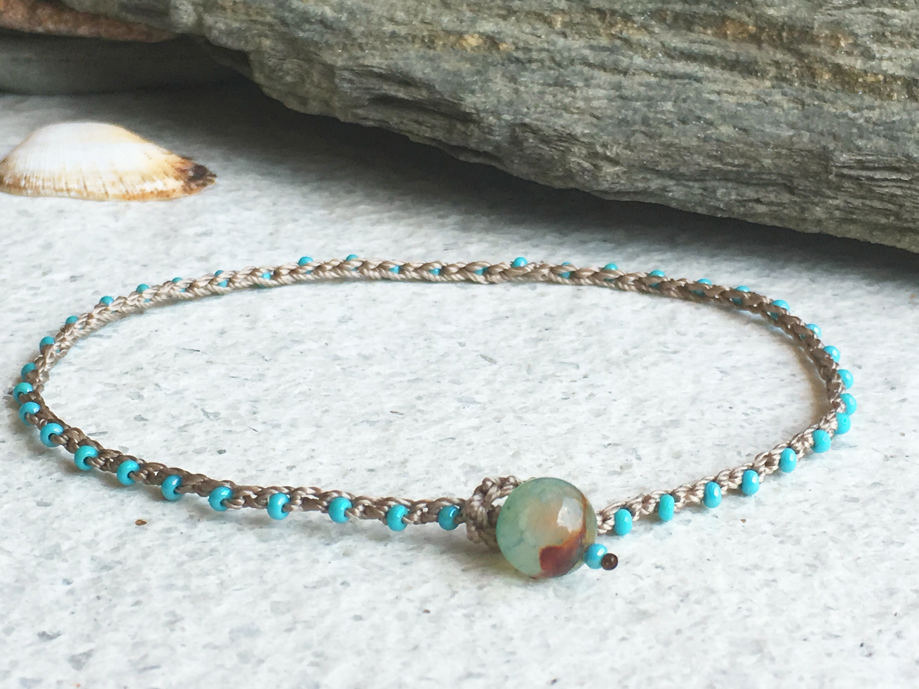 Seed Bead Anklets Ankle Bracelets for Woman Turquoise - Etsy