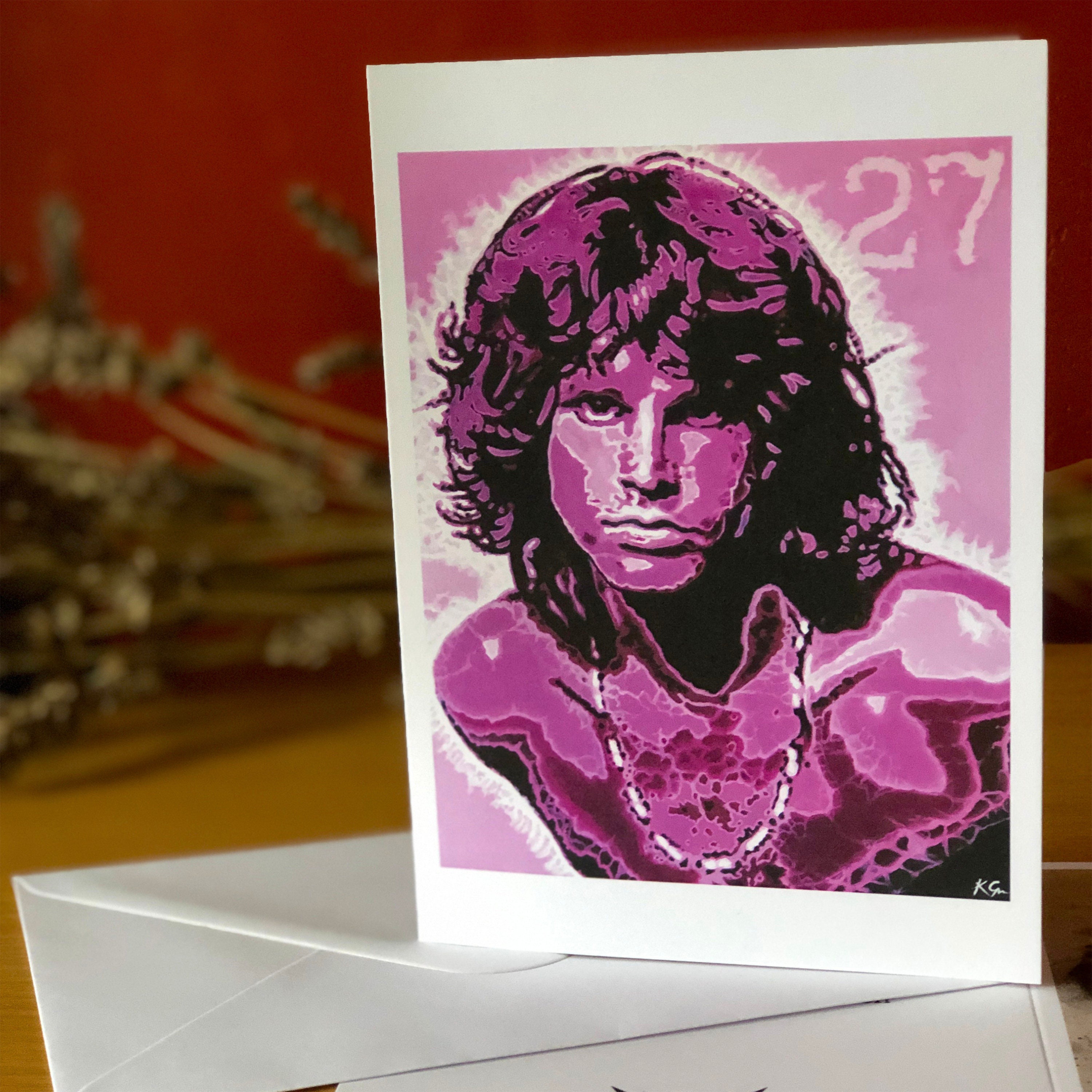 Jim Morrison 27 Club Art Print Greetings Card. Father's or Mother's Day ...