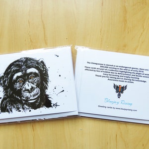 Chimpanzee Greetings Card 5"x 7". Endangered Animal Series Artwork - Etsy