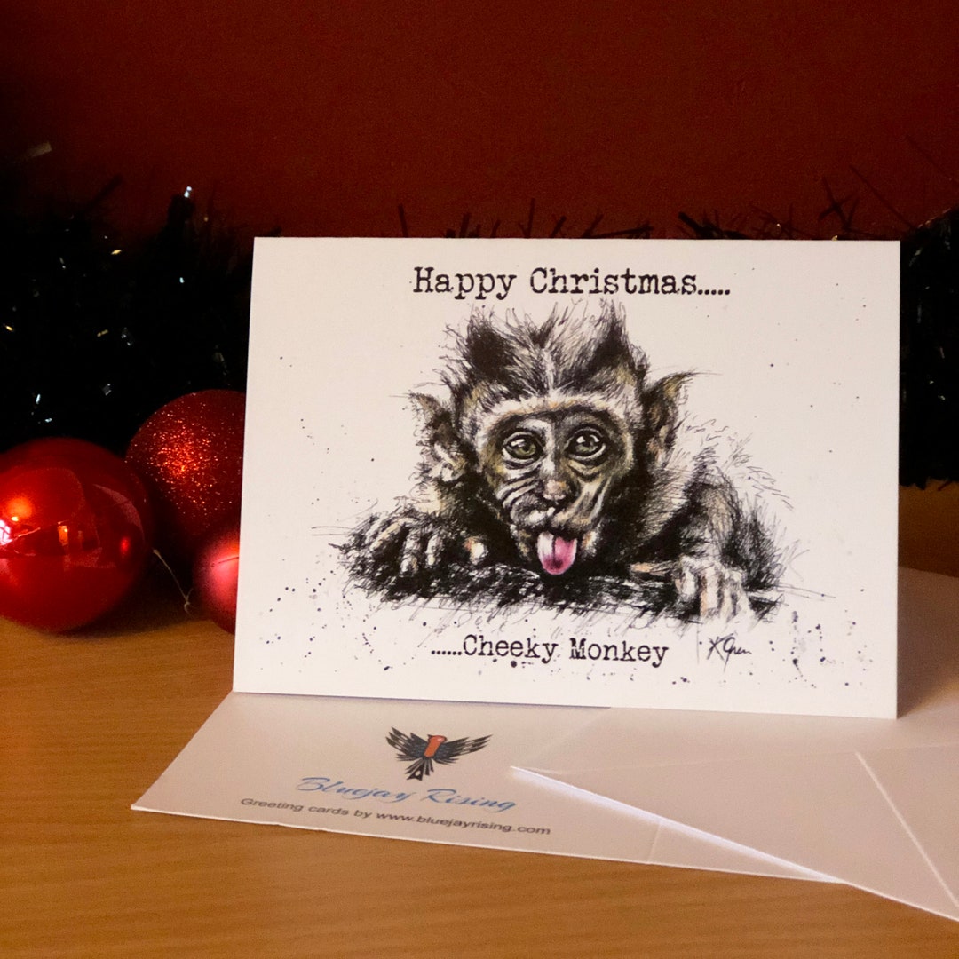 Happy Christmas Cheeky Monkey! Christmas Card - Etsy