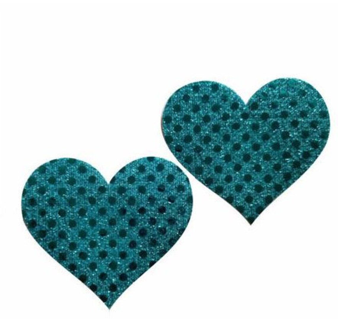 Pasties Sheer Swim Embellished Heart Blue Glitter Pasties | Etsy