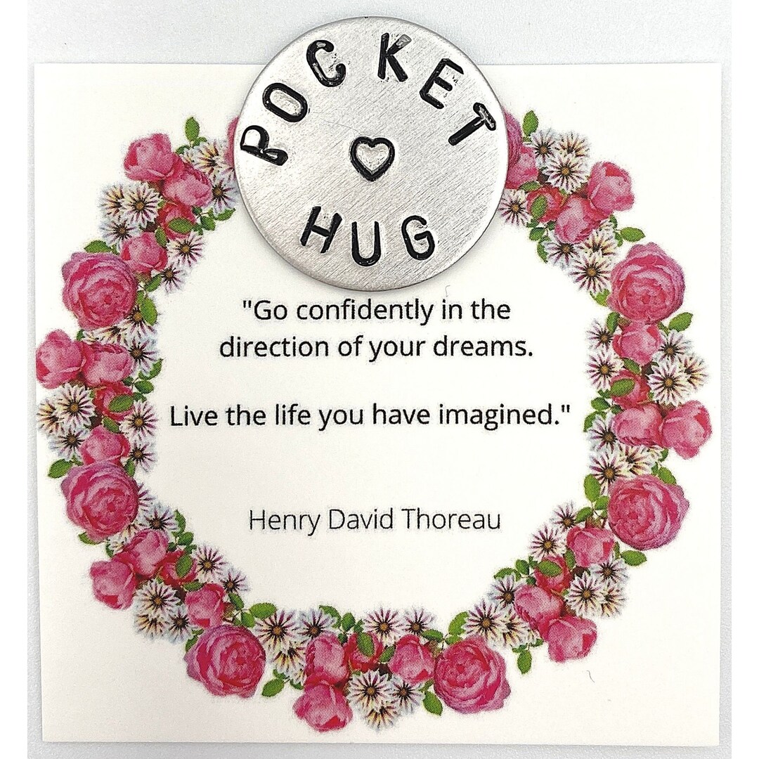 Affirmation Pocket Hug Hand Stamped Heart Token, Virtual Hug, Social ...