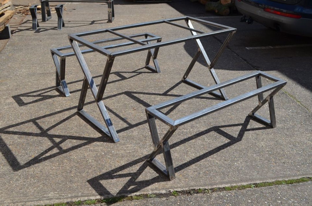 Industrial Bespoke Raw Steel Metal Dinning / Coffee Table Benches /base ...