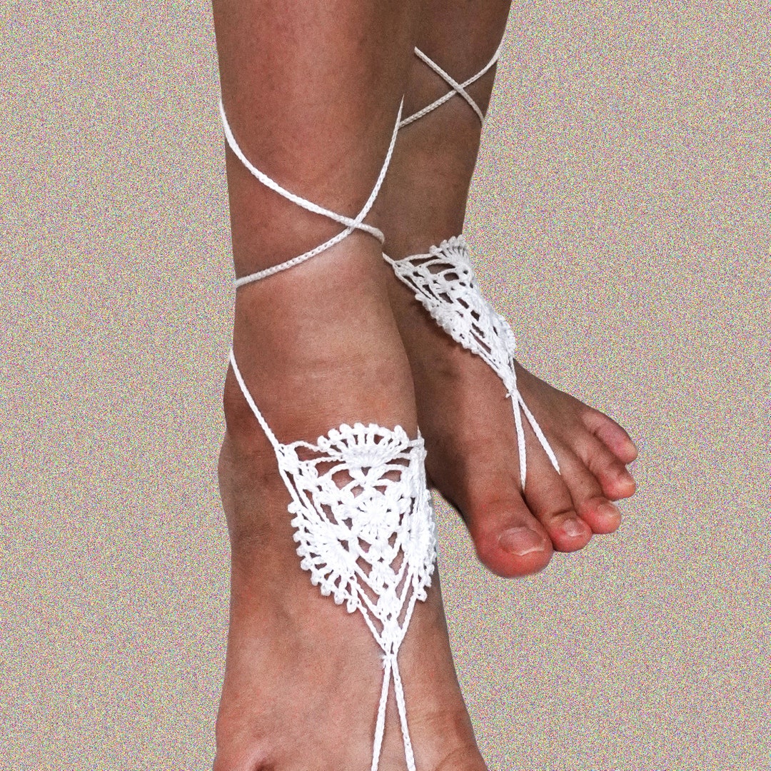 Crochet Barefoot Sandals: Beach Wedding Footless Shoes - Etsy