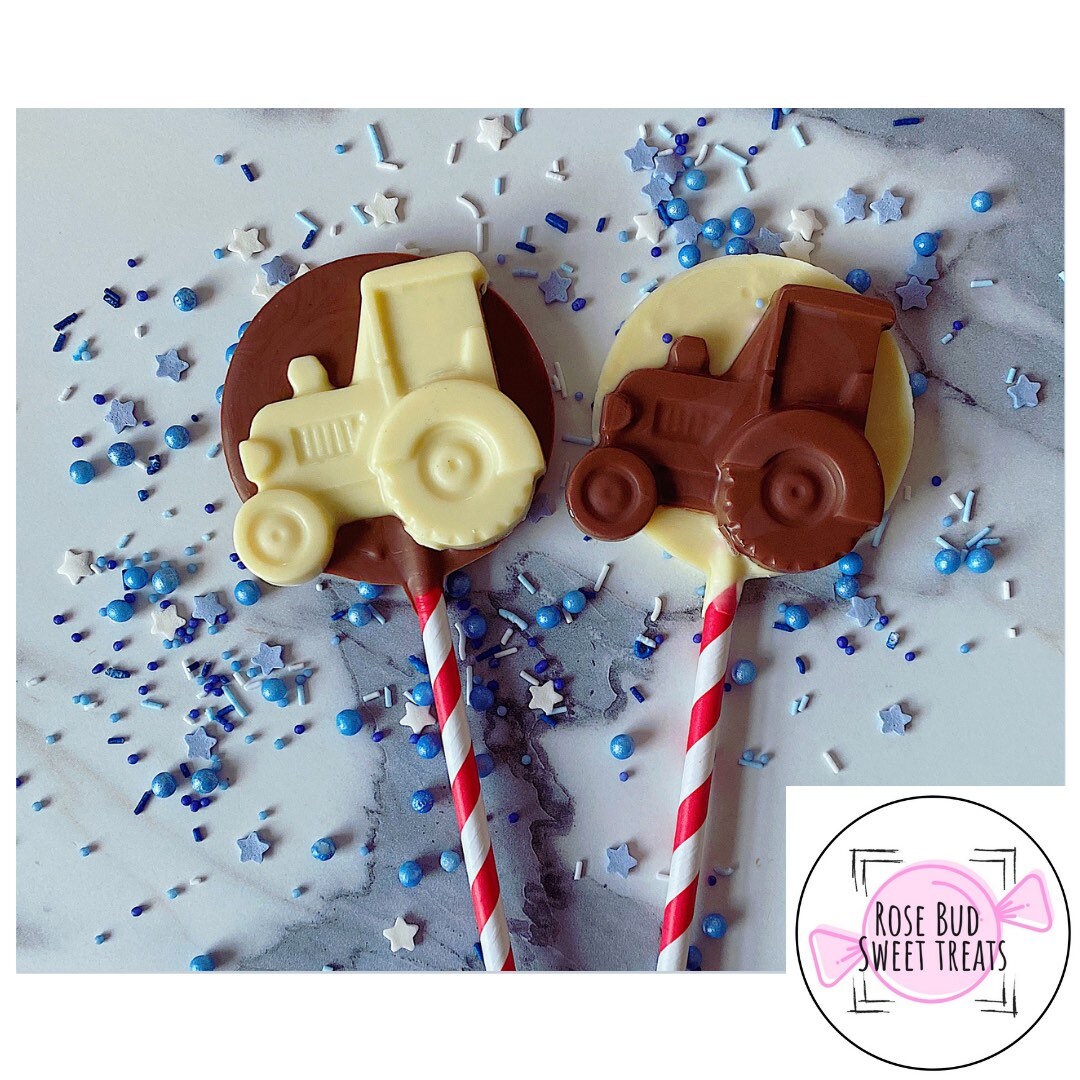 Belgian Chocolate Tractor Lollies! Fun Farm Themed Birthday Favours ...