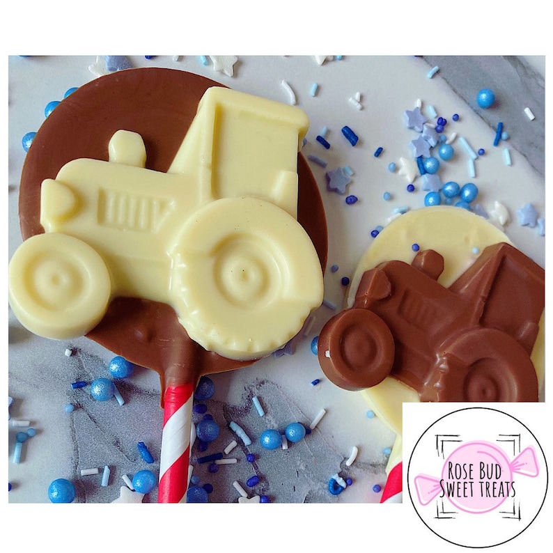 Belgian Chocolate Tractor Lollies! Fun Farm Themed Birthday Favours ...
