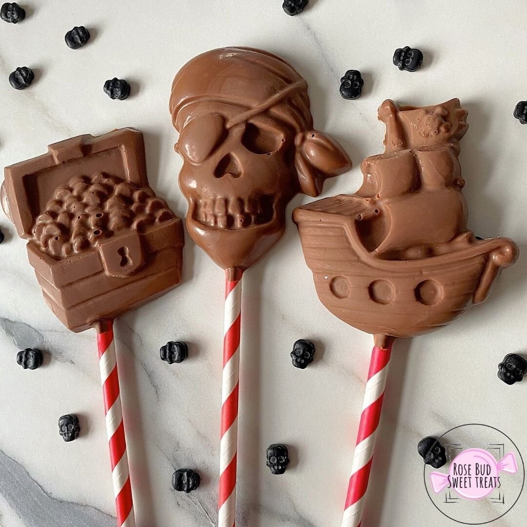Pirate Belgian Chocolate Lollies! Skull, Pirate Ship and Treasure Chest ...