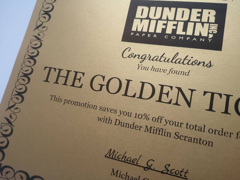 The Office Golden Ticket A4 Gold Paper - Etsy
