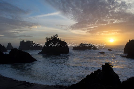 Secret Beach Sunset Oregon Coast Photo. Long Exposure | Etsy