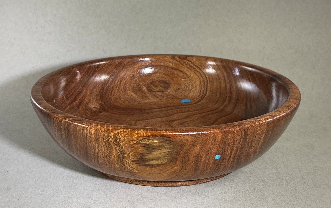 Medium Mesquite Serving Bowl With Pretty Grain and Epoxy Filled Voids ...