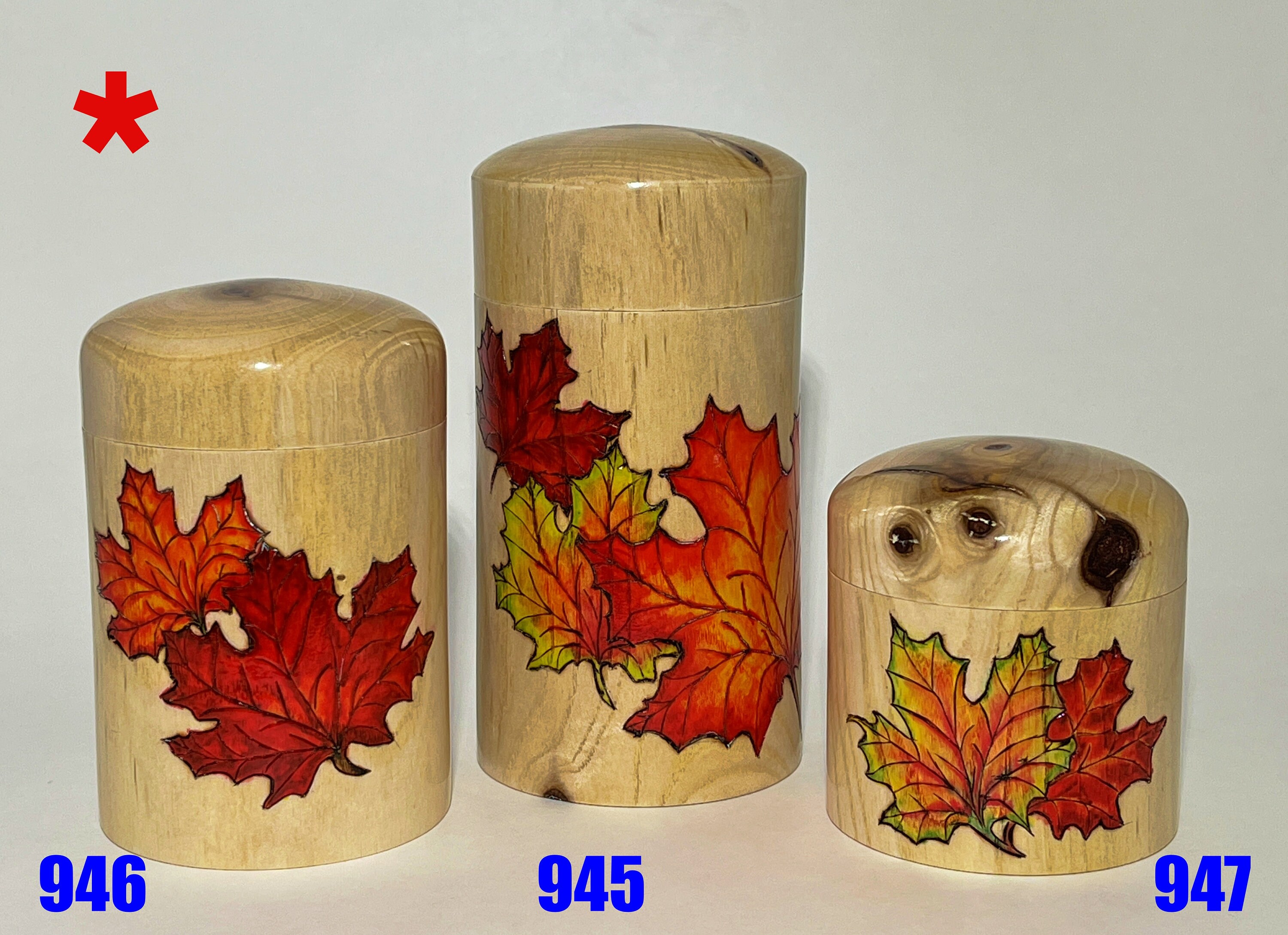 Small Lidded Boxes With Painted Autumn Leaves - Etsy