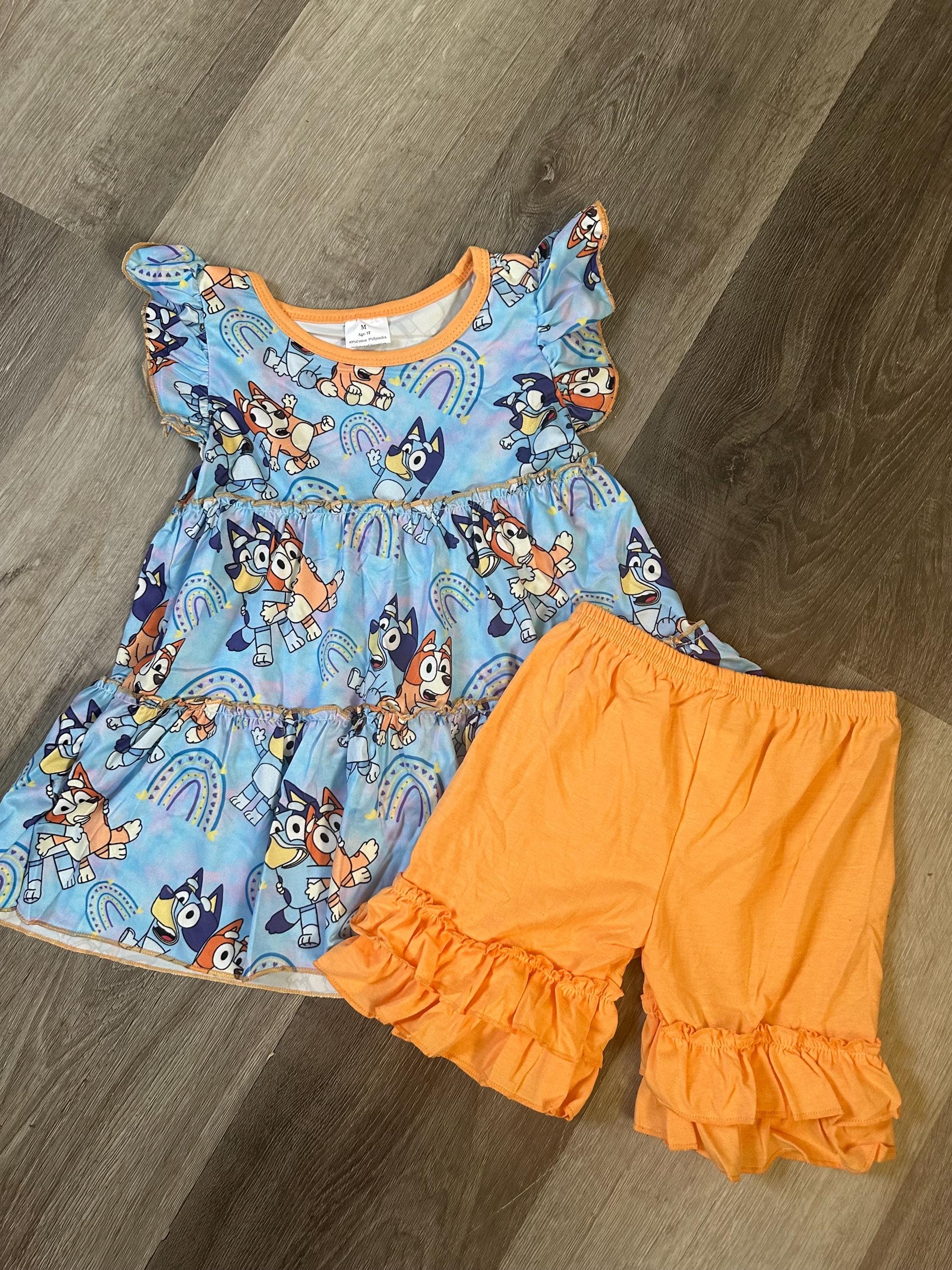Toddler Bluey Outfit, Bluey Ruffle Outfit, Bluey Short Outfit, Toddler ...