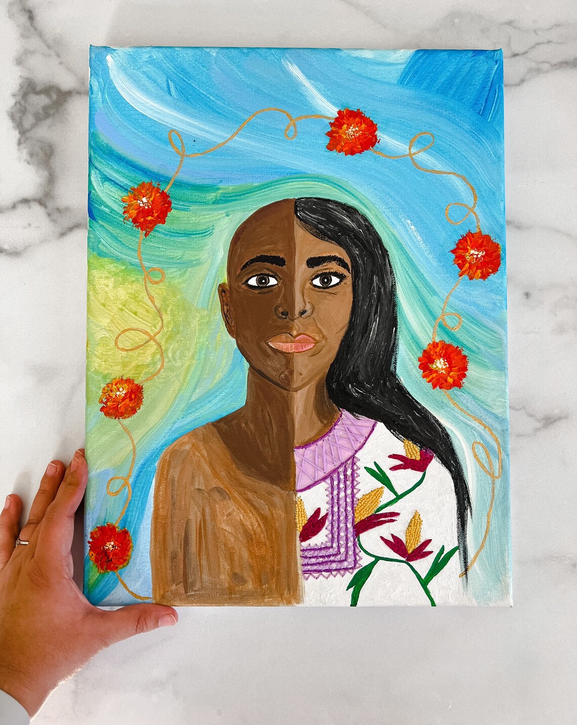 My Roots, Mexican Art, Mexican Walls, Canvas Art, Mexican Embroidery ...