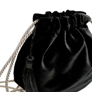 Black velvet bag velvet pouch recycled bag black boho bag | Etsy