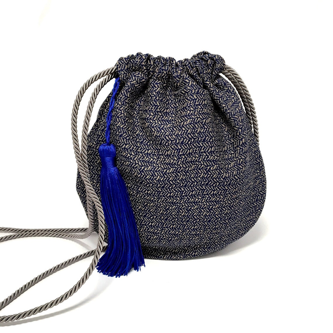 Unique Blue Bucket Bag With Tassel Zero Waste Recycled Purse - Etsy