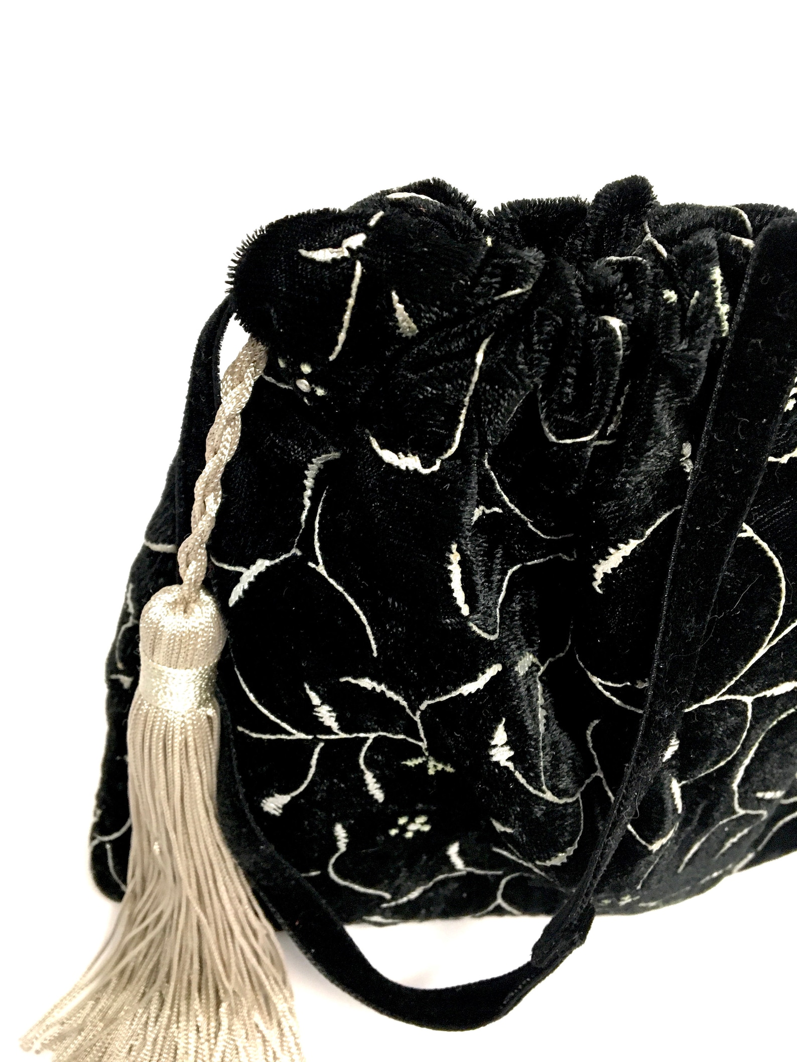Black Velvet Mini Handbag With Tassel Unique Pouch Zero | Etsy