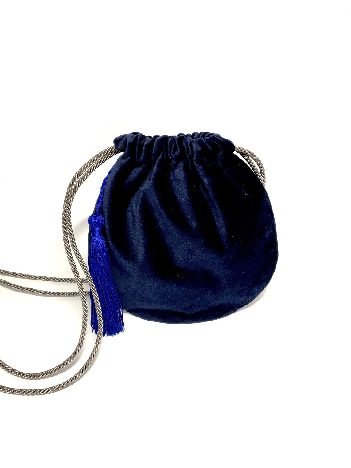 Blue Velvet Bag With Tassel Handmade Unique Bag Zero Waste - Etsy