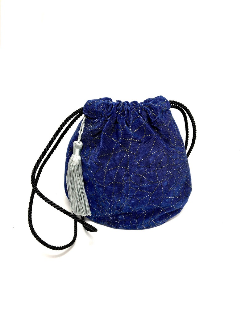 Blue Bag With Tassel, Handmade Unique Bucket Bag, Eco Friendly Upcycled ...