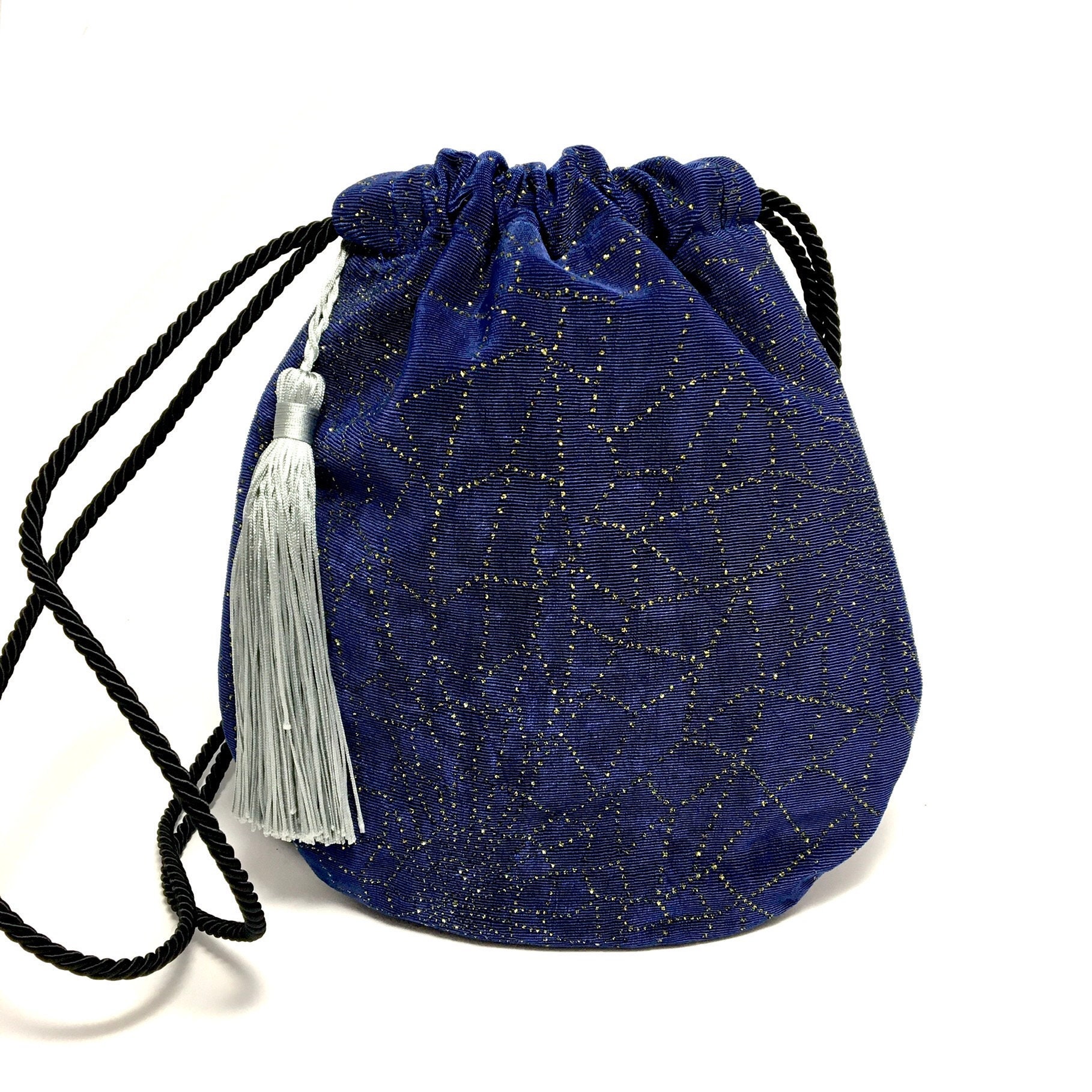Blue Bag With Tassel, Handmade Unique Bucket Bag, Eco Friendly Upcycled ...