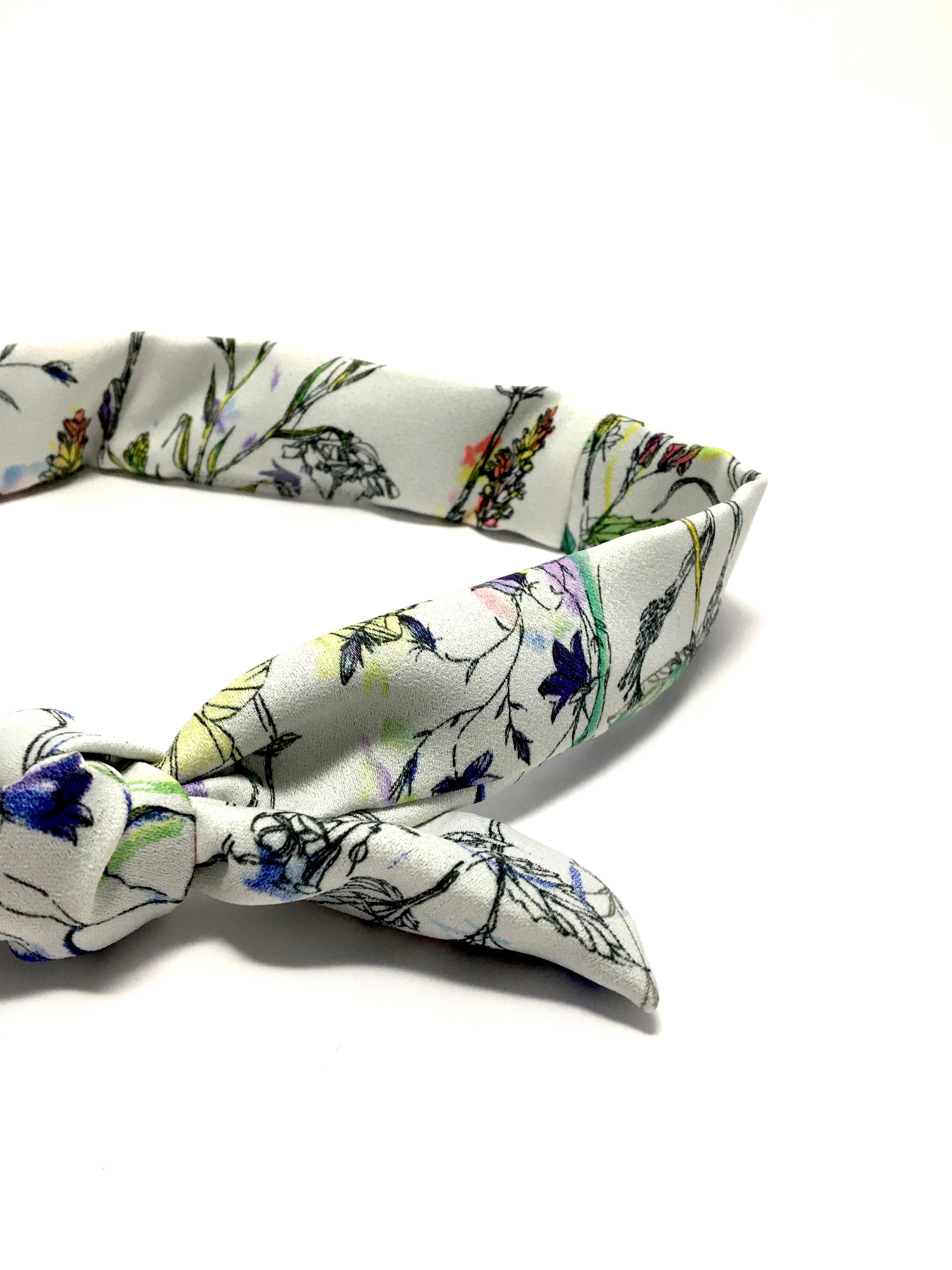 White Floral Headband, Floral Hair Ribbon, Zero Waste Recycled Headband ...