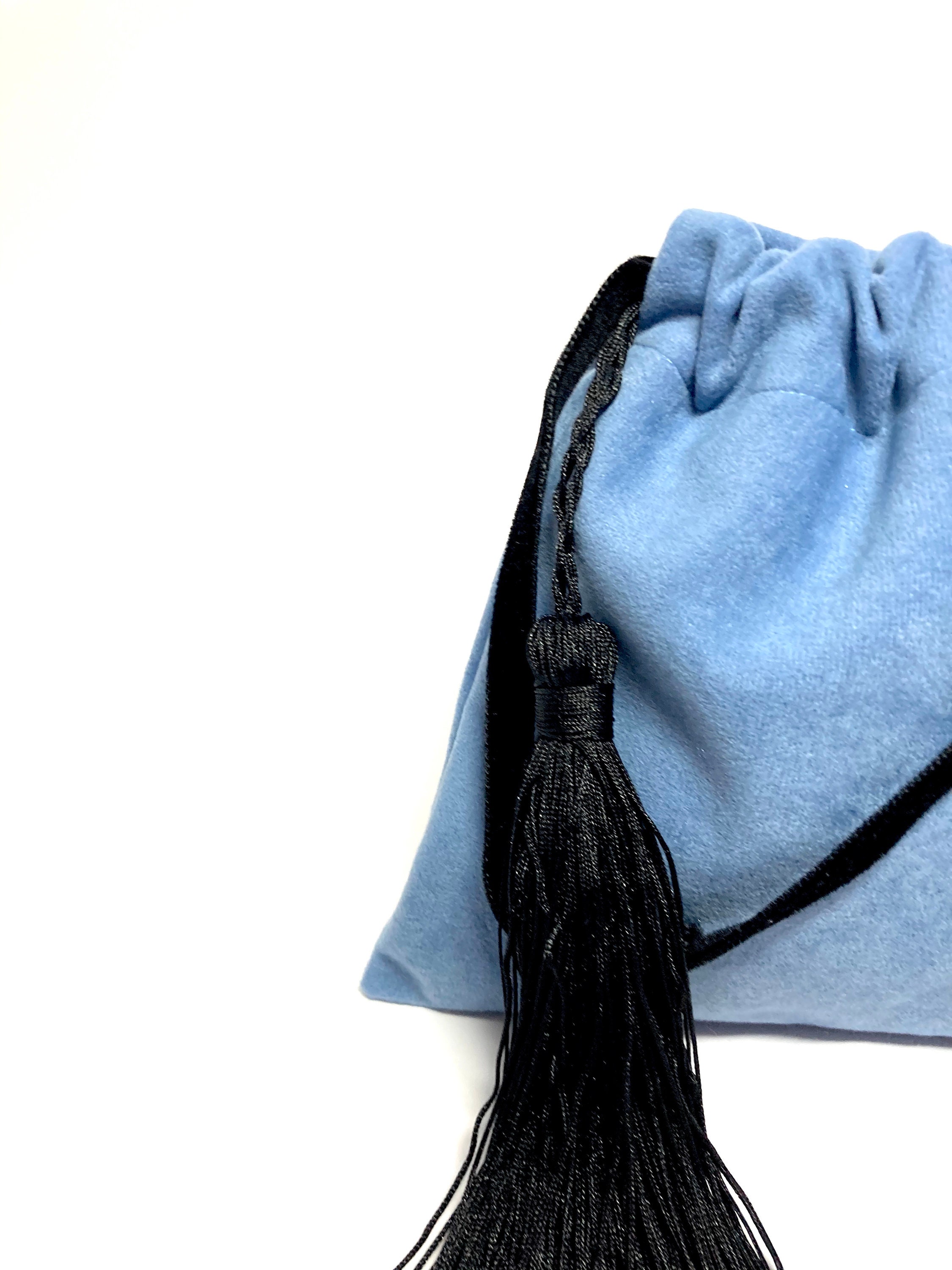Little blue velvet handbag with tassel, tiny bag, velvet pouch, zero ...