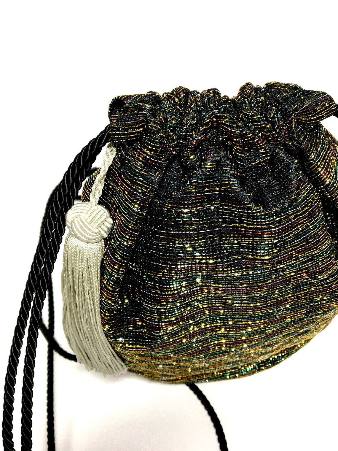 Black Shiny Purse, Handmade Recycled Bag, Shiny Bucket Bag, Elegant ...