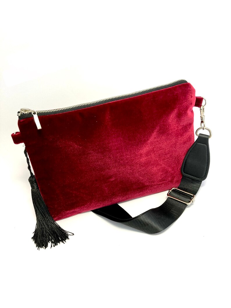 Red Velelvet Bag With Tassel, Unique Purse, Zero Waste Recycled Bag ...