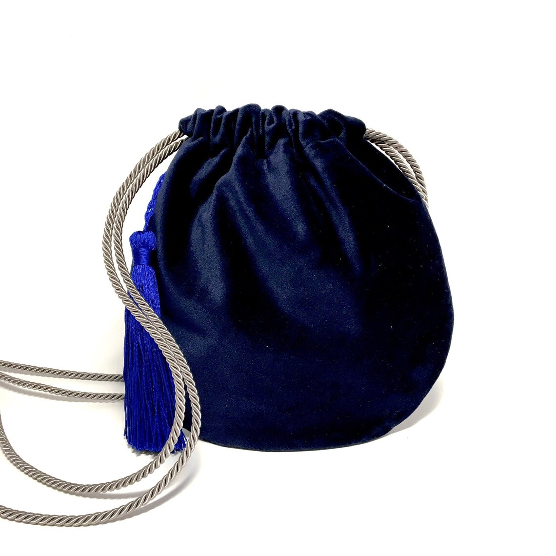 Blue Velvet Bag With Tassel, Handmade Unique Bag, Zero Waste Recycled ...
