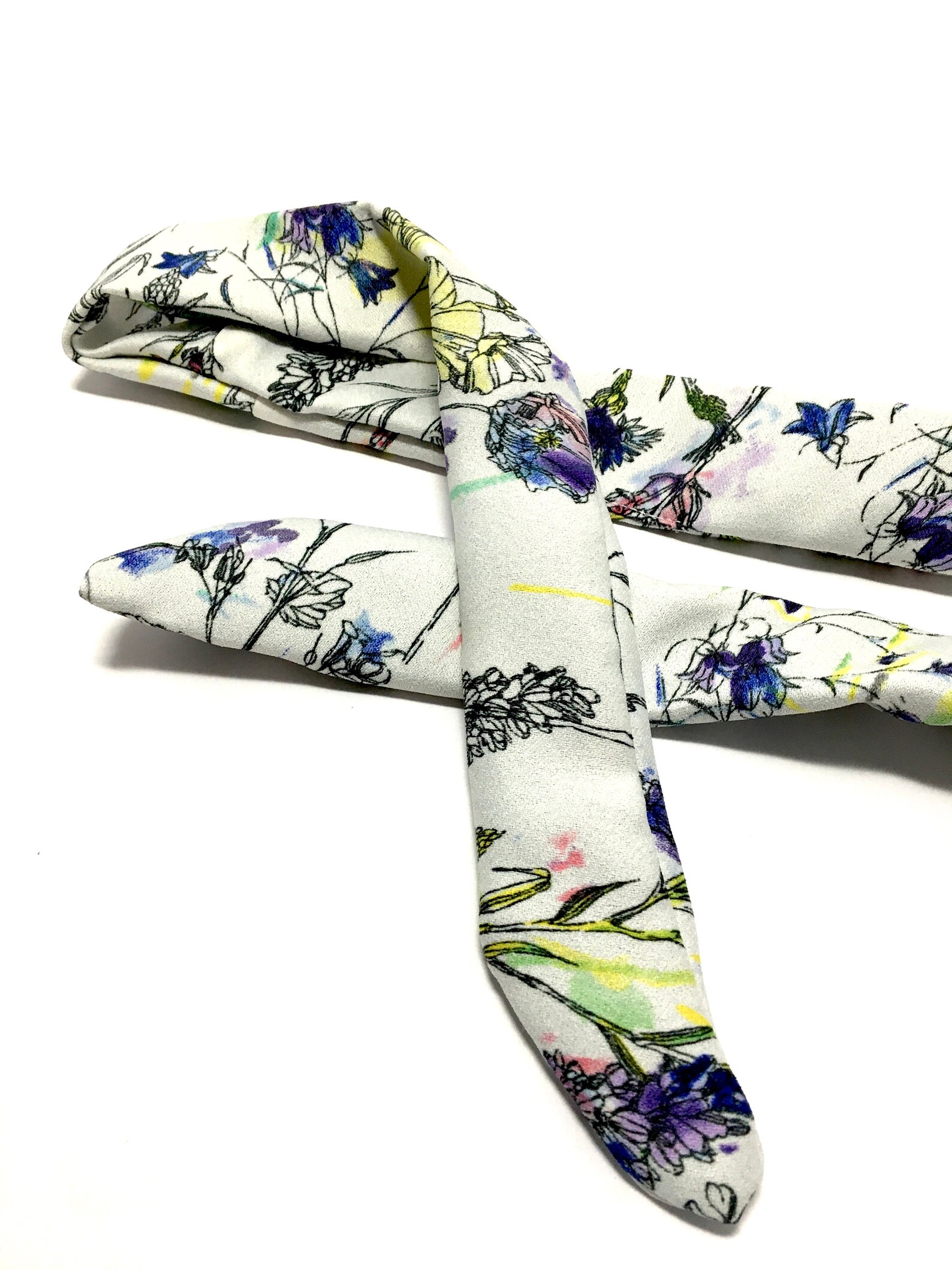 White Floral Headband, Floral Hair Ribbon, Zero Waste Recycled Headband ...