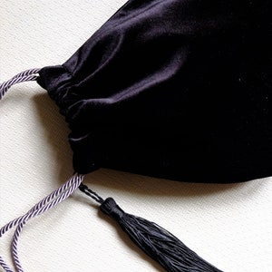 Black velvet bag velvet pouch recycled bag black boho bag | Etsy