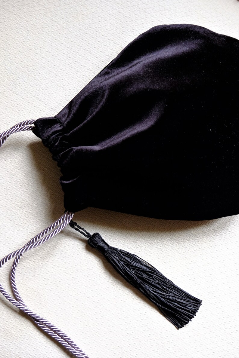 Black velvet bag velvet pouch recycled bag black boho bag | Etsy