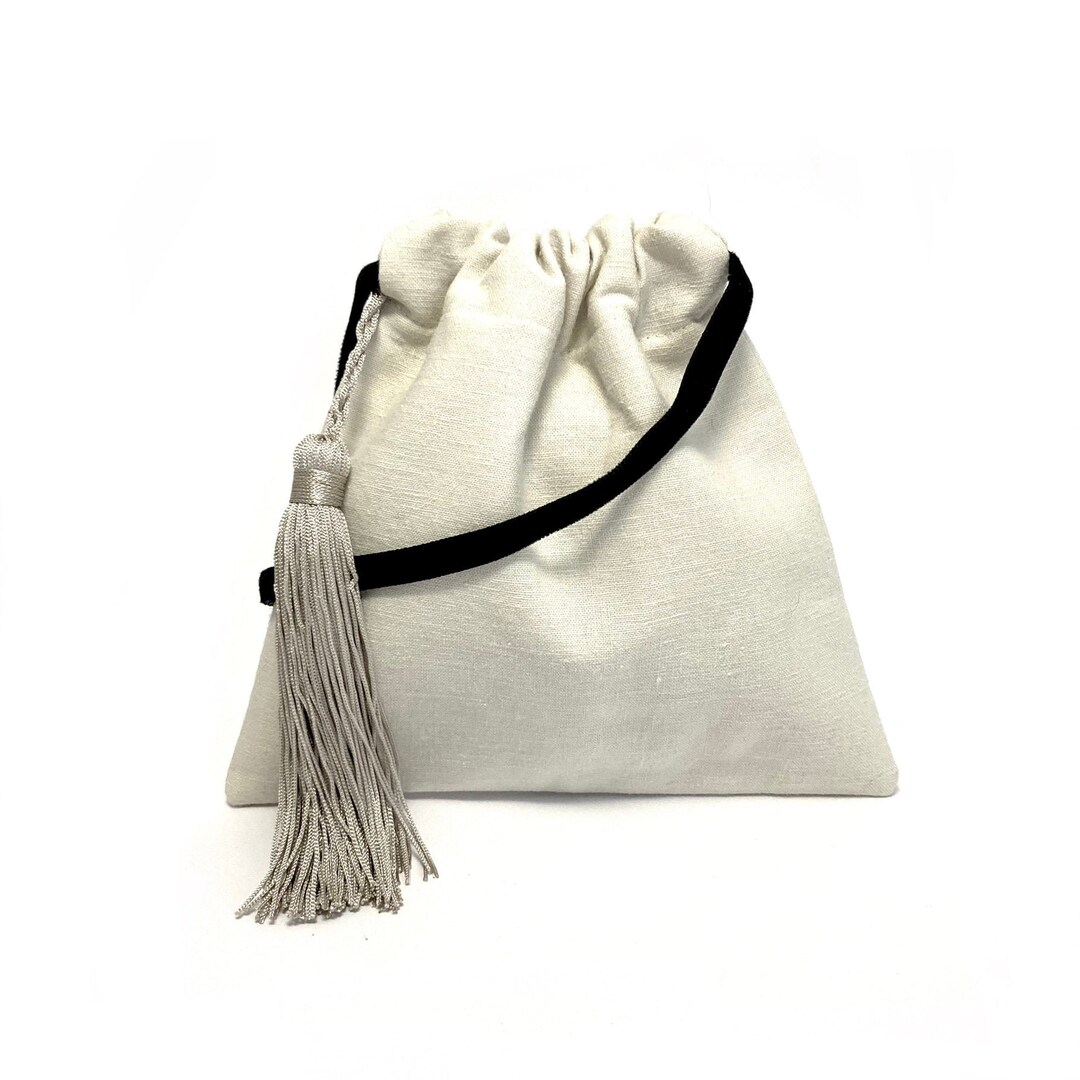 Linen Mini Handbag With Tassel, Tiny Bag, Unique Linen Pouch, Recycled ...