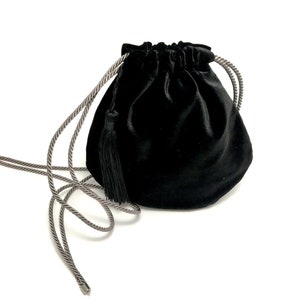 Black velvet bag velvet pouch recycled bag black boho bag | Etsy